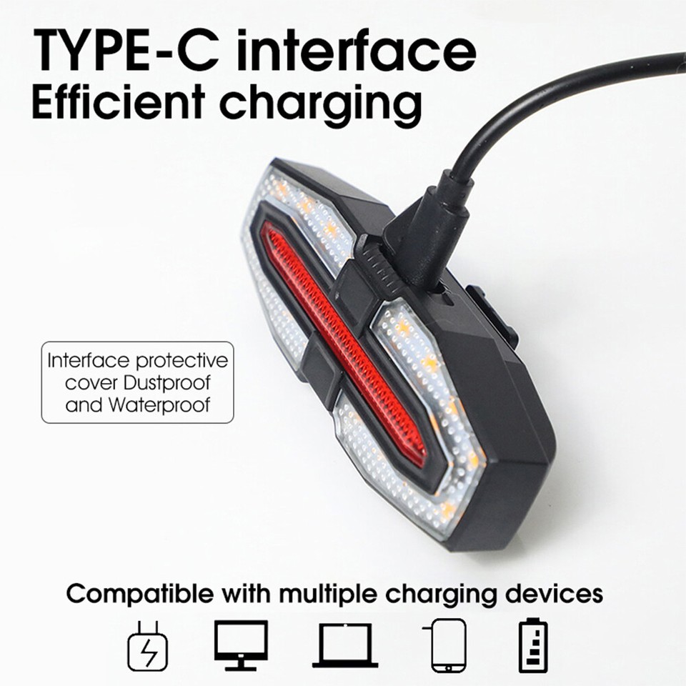 Bike Taillight Turn Signal Bicycle Rear Light Warning Safety Cycling ...