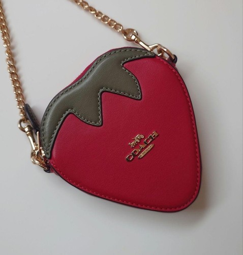 COACH strawberry chain shoulder bag coin case mini pochette From Japan ...