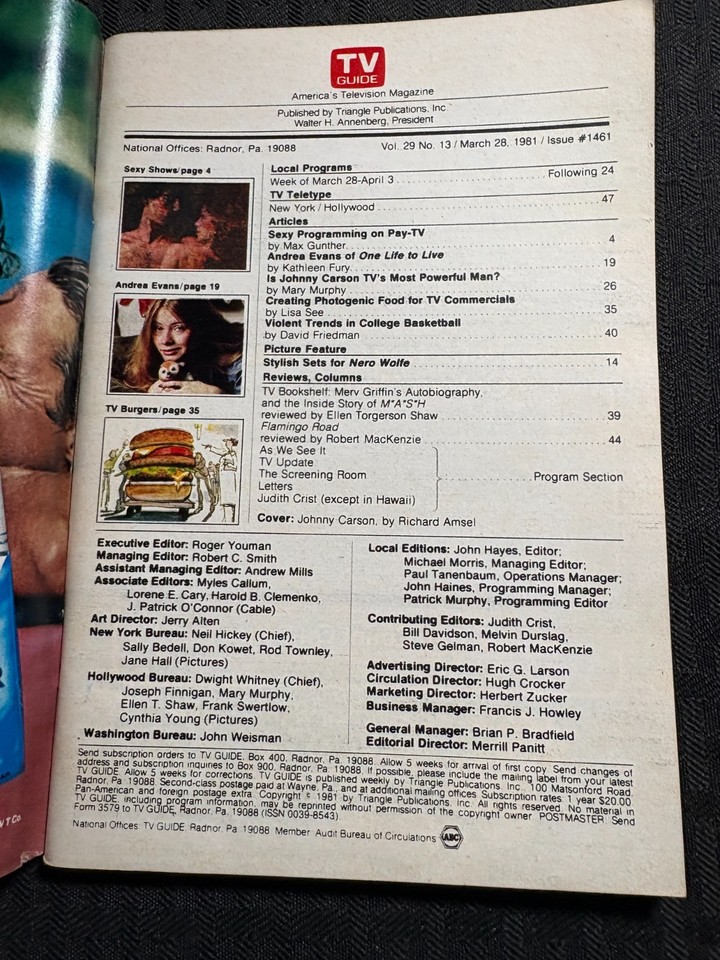 1981 March 28 TV GUIDE Magazine FN 6.0 Johnny Carson / Chicago Metro Ed ...