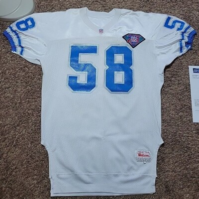 1993-1994 Mike JOHNSON Detroit Lions Game Worn ISSUED Jersey #58 NFL 52 ...