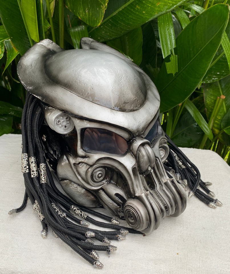 Plain Silver Predator Robot Alien Custom Helmet Motorcycle Helmet with ...