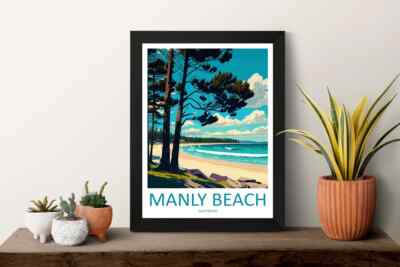 (Laminated) Manly Beach Travel Poster Print Wall Art | eBay