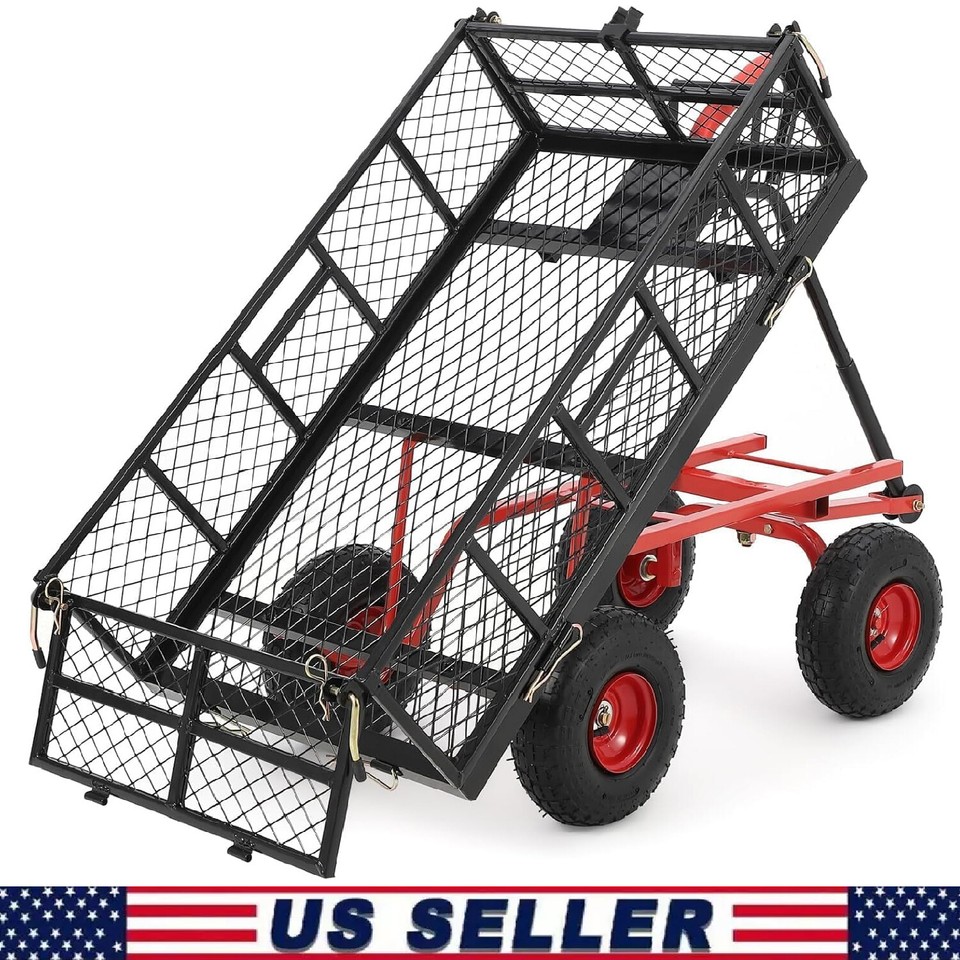 880 Lbs Steel Garden Carts ,Heavy Duty Lawn Utility Cart ,Yard Mesh ...