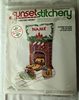Sunset Stitchery: Crewel Stocking Kit - CHRISTMAS FIRESIDE #2040 NIP | eBay