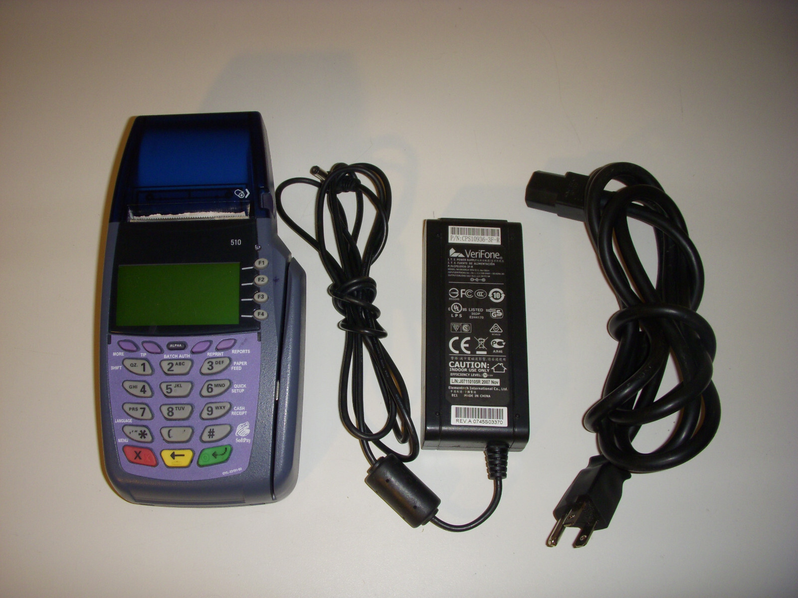 Verifone VX510 OMNI 3730 LE Credit/Debit Card Machine w/ Power Supply ...