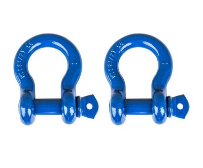 2x 1" Blue D Ring Bow Shackle Screw Pin Clevis Rigging Towing WLL 8 ...