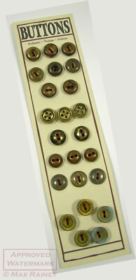 24 Round Fancy metal BUTTONS Vintage designs 7/16" to 1/2" gold copper ...