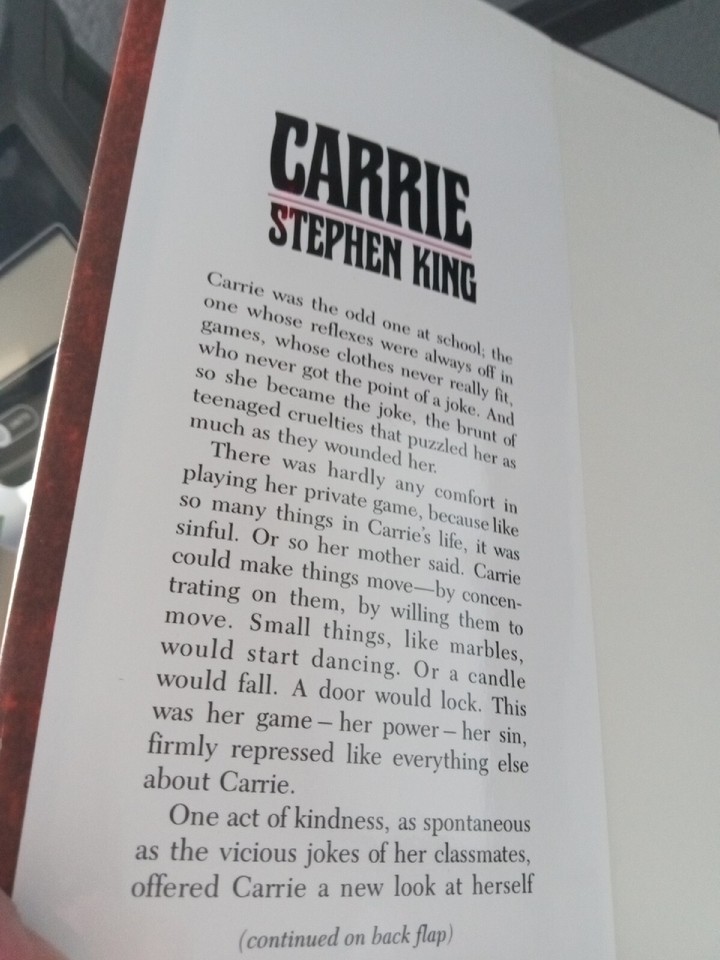 Carrie Stephen King Hardcover Book w/ DJ - Doubleday 1974 Pristine ...