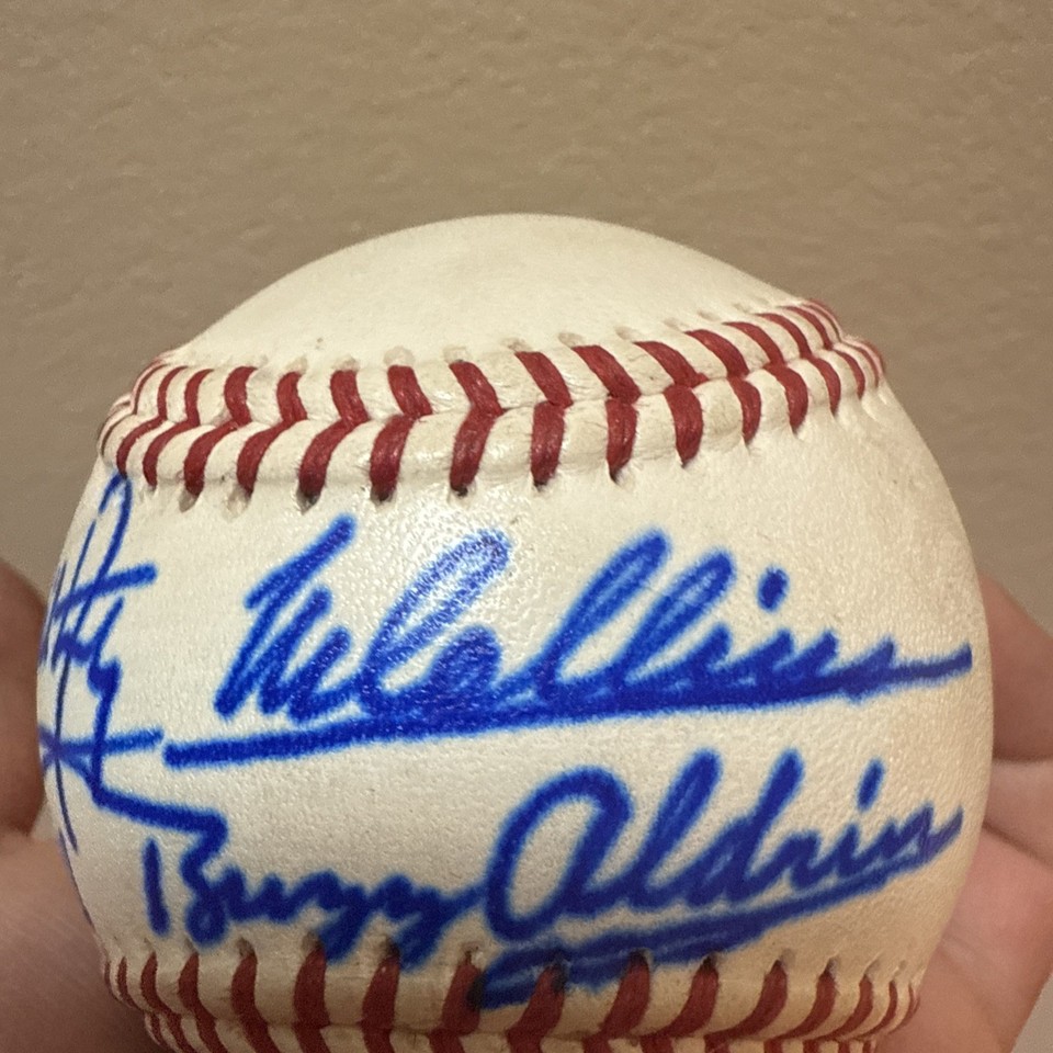 Autographed Signed Neil Armstrong Michael Collins Buzz Aldrin Baseball ...