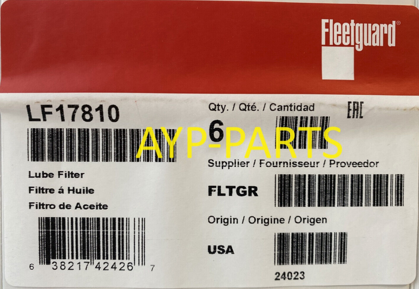 LF17810 (CASE OF 6) FLEETGUARD OIL FILTER P41000 a276 | eBay