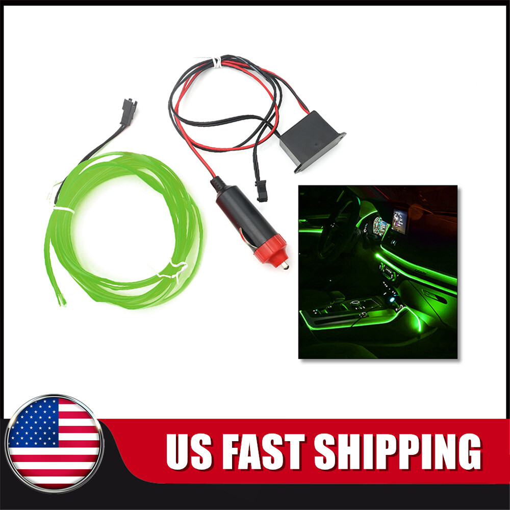 Green Light EL Wire Neon LED Light Glow String Strip Rope Tube Decor ...
