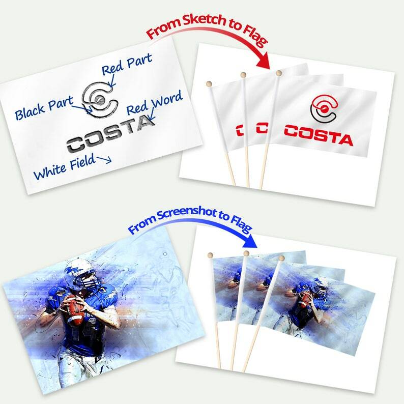 Anley Custom Handheld Stick Flag - Personalized Mini Stick Flags (Set ...