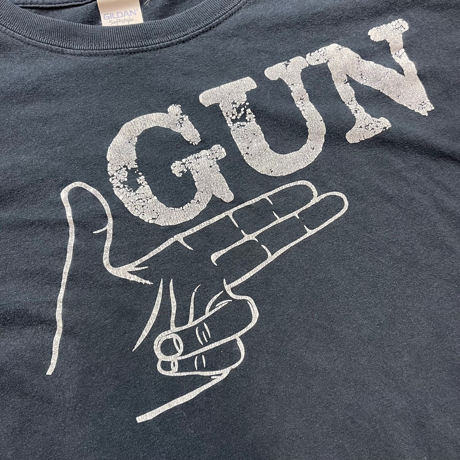 Mens Y2K Gun Finger Hand Sign Language Funny Comedy S… - Gem