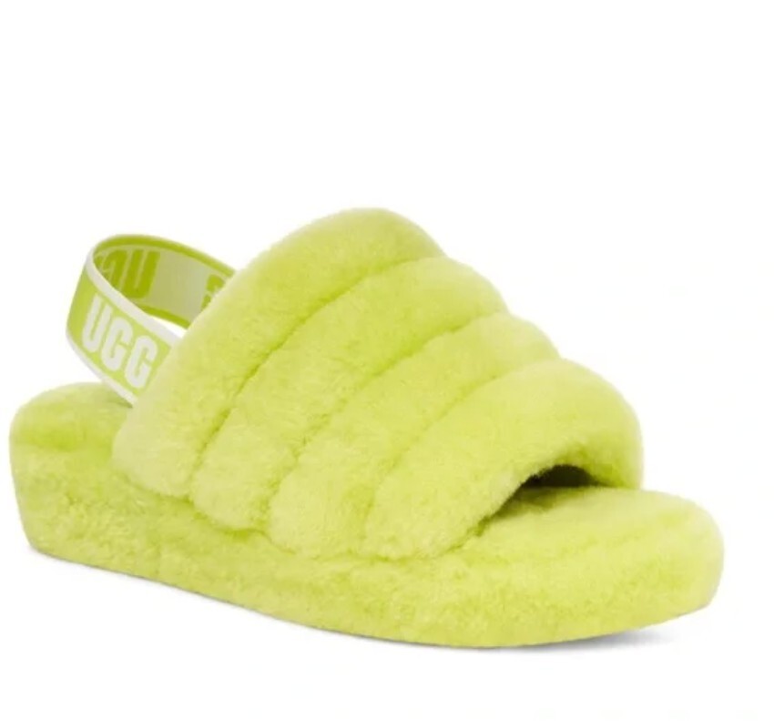 UGG Fluff Yeah Slingback Slide Sandal Neon Yellow / G… - Gem