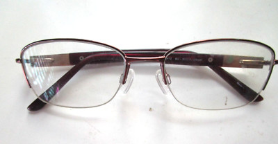 Women's ELLE Eyeglass Frame EL13412 Burgundy Metal Half Rim Gold Hdwr ...
