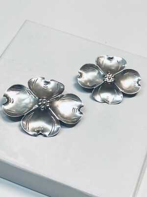 Vintage Stuart Nye Sterling Silver Dogwood Brooch Pin Set, Mid-Century ...