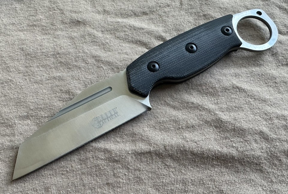 Fixed Blade Knife D2 Steel Horizontal Carry Sheath Warncliffe Blade ...
