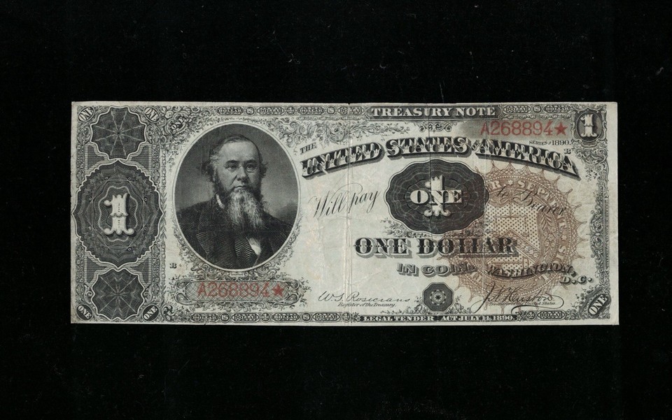 SC 1890 $1 Treasury Note “Stanton” Ornate Back (894) | eBay