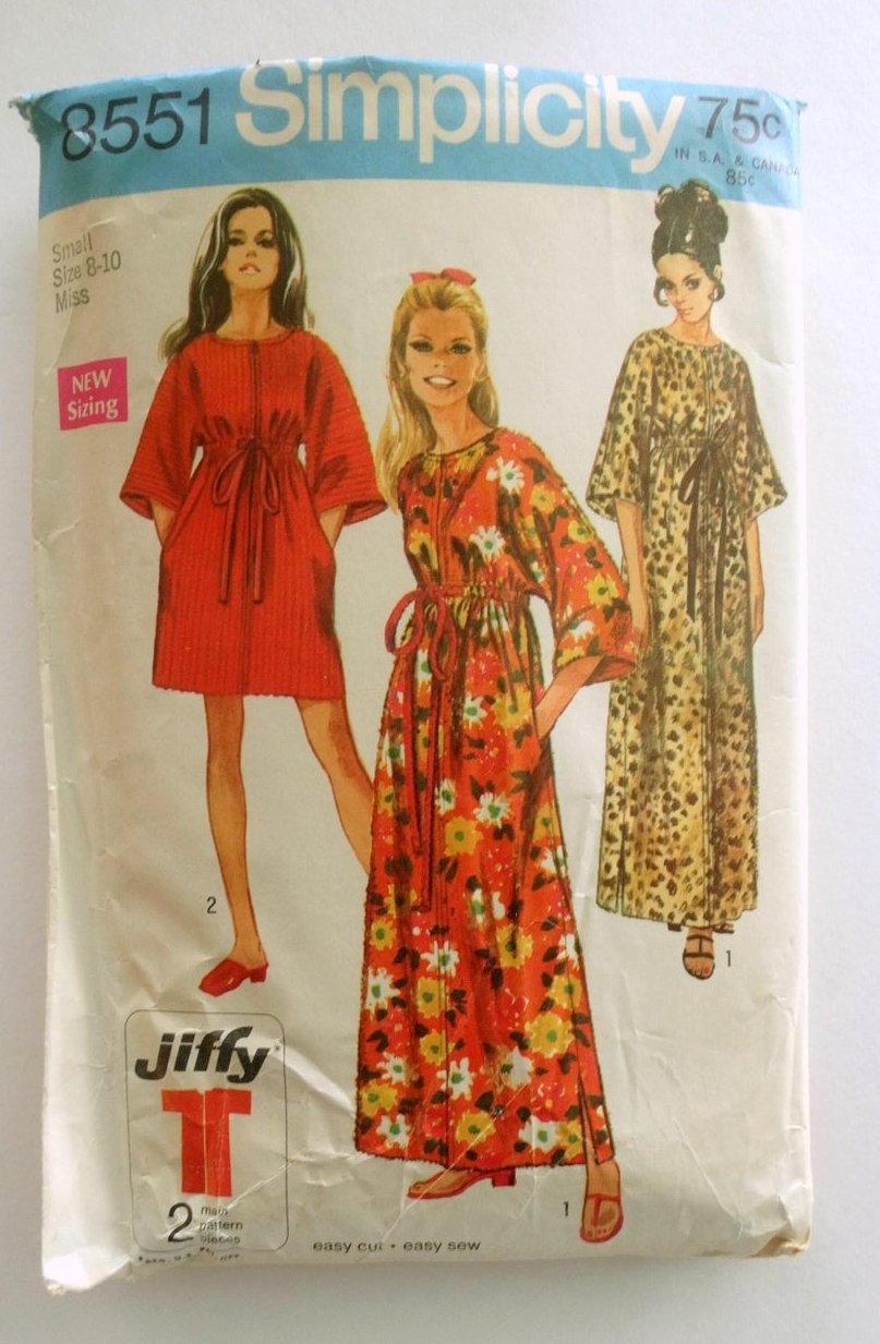 Vintage 1960s Simplicity 8551 Drawstring Robe Pattern Sz 8/10 31.5 32.5 ...