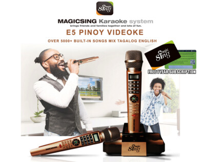 MAGIC SING Karaoke E5+ 5k+ TAGALOG/ENG.SONGS +2 WIRELESS MICS+1 YR SUBS ...