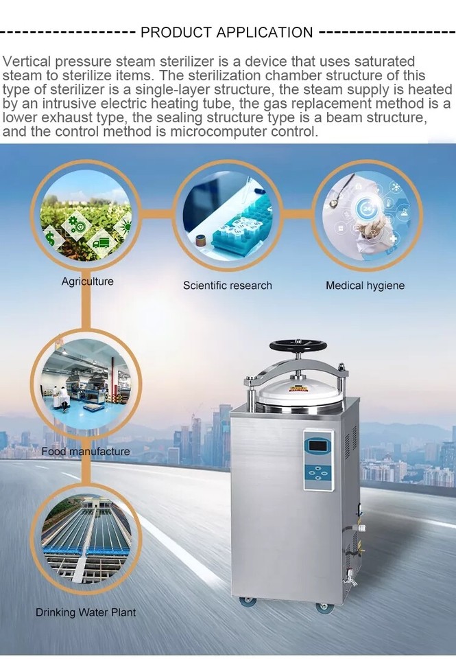 35L-150L Vertical Pressure Steam Autoclave Sterilizer LED Automation ...
