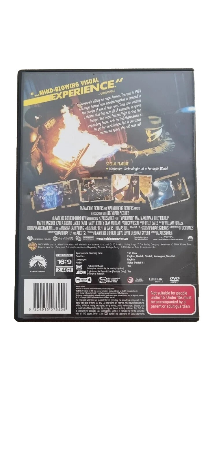 Watchmen DVD Jackie Earle Haley, Billy Crudup, Malin Akerman, Patrick ...