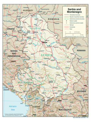 Serbia-Montenegro Physical Geography Geographic Physiographic Map ...