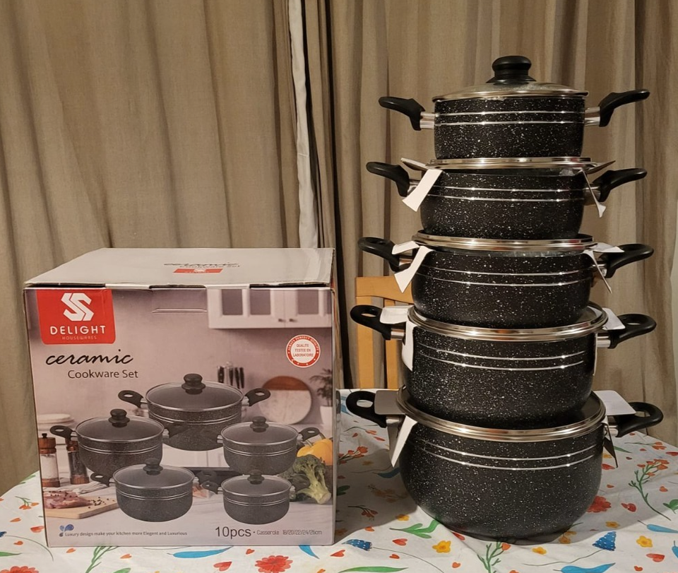 5PC Die Cast Non Stick Stockpot Cooking Pan Pot Set Cookware Induction ...