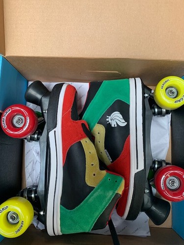 Special Edition Sure Grip Rasta Mid top roller skates mens 10 new | eBay
