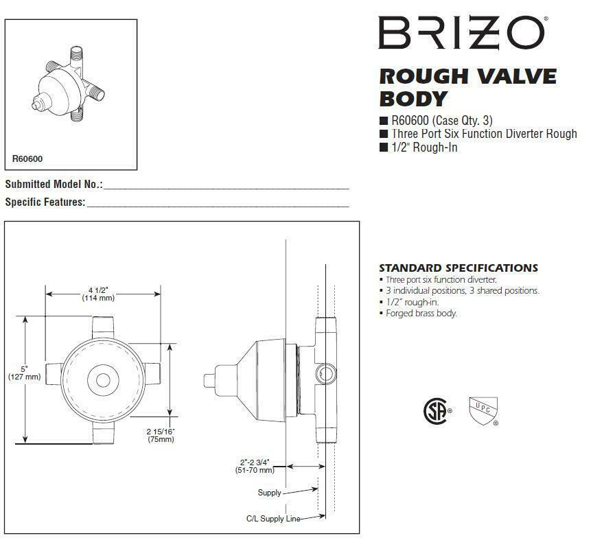 Brizo+R60600+6-setting+3-port+Diverter+Rough+in+Valve+Body for sale ...