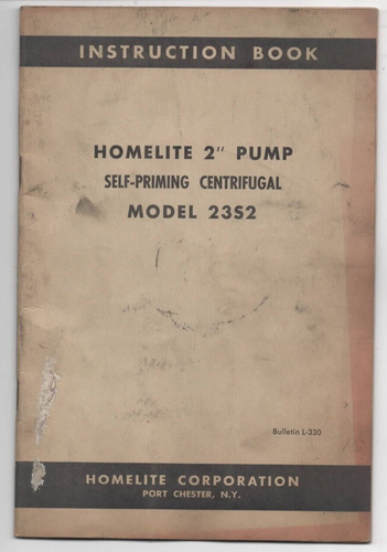 1955, HOMELITE 2" PUMP, MODEL 23S2, INSTRUCTION BOOK & PARTS LIST | eBay