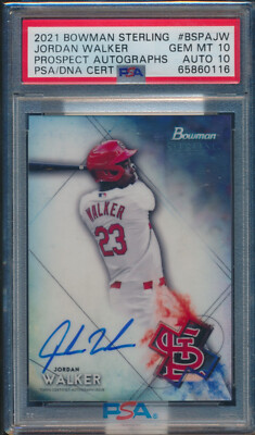 PSA 10/10 JORDAN WALKER AUTO 2021 Bowman Sterling Prospect Autograph RC ...