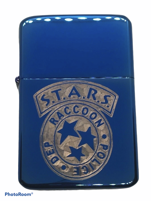 Resident Evil STARS LIGHTER Blue ice *FREE ENGRAVING* RPD Raccoon ...