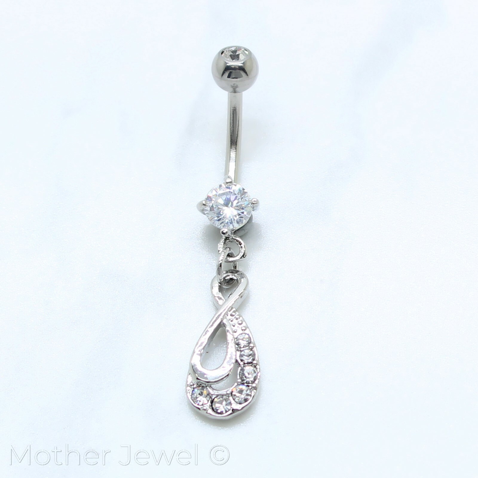 SIMULATED DIAMOND INFINITY BELLY BUTTON NAVEL YELLOW ROSE GOLD SILVER ...