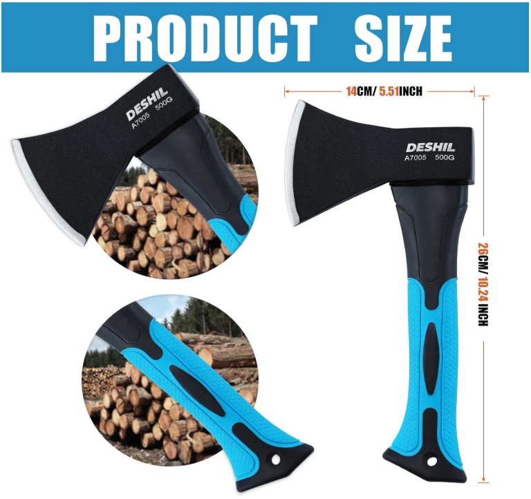 10in Outdoor Hatchet Forged Carbon Steel Fiberglass Handle Anti Slip ...
