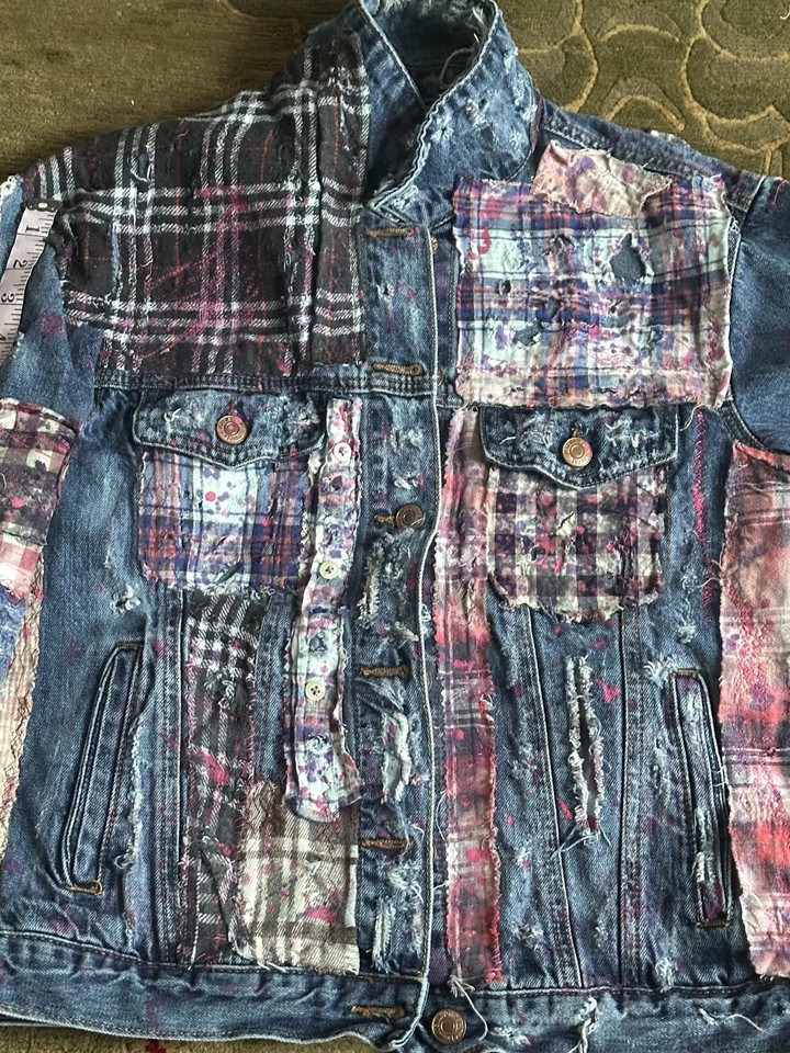 One of a Kind Patchwork Denim Jacket | Upcycled Artwear | Grunge Punk ...