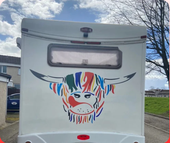 MOTORHOME GRAPHICS HIGHLAND COW UNIVERSAL ANY CAMPER VAN CARAVAN ...