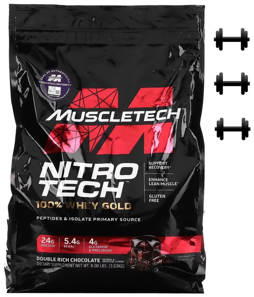 Muscletech Nitro Tech 100% Whey Gold French Vanilla Cream, Strawberry ...