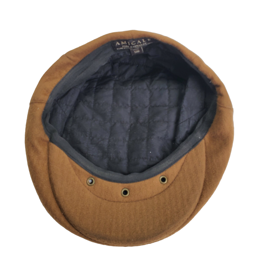 Amicale Men's Ascot Flat Cap Hat S/M Pure Cashmere Mocha Brown Corduroy ...