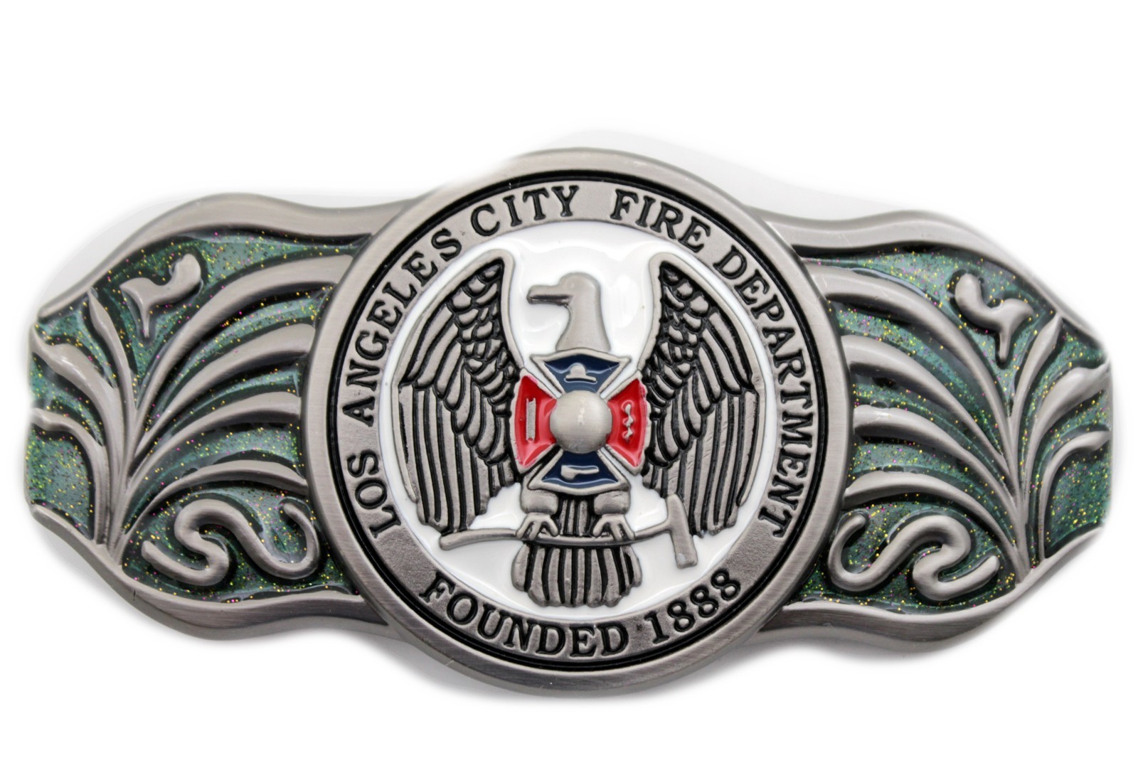 Men Women Silver Metal Belt Buckle Long Los Angeles LA Fire Department ...