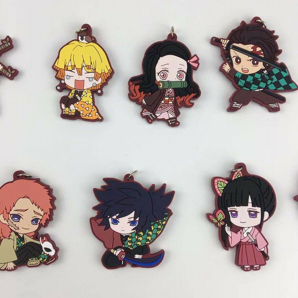 Anime Demon Slayer Kimetsu no Yaiba rubber Keychain Key Ring Race ...