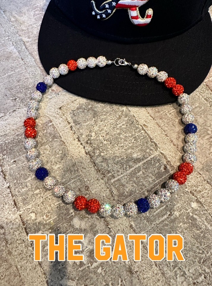 (CUSTOM SIZES) MLB Inspired Rhinestone Beaded Baseball Necklace (16” 18 ...