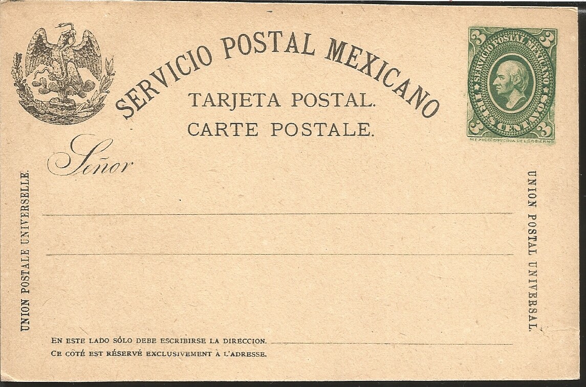J) 1884 MEXICO, 3 CENTS GREEN, HIDALGO, MEXICAN POSTAL SERVICE ...