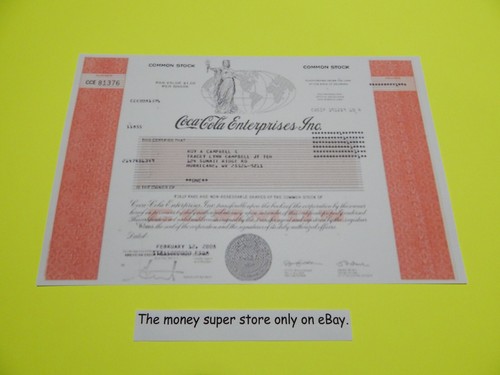 Coca-Cola stock certificate COPY of original document item #733 | eBay