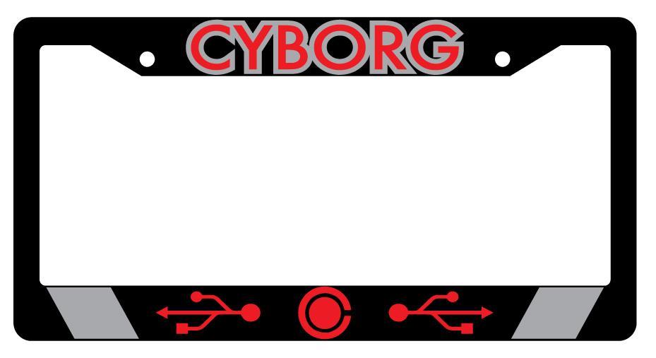 Cyborg RED Black Plastic License Plate Frame Accessory DC | eBay