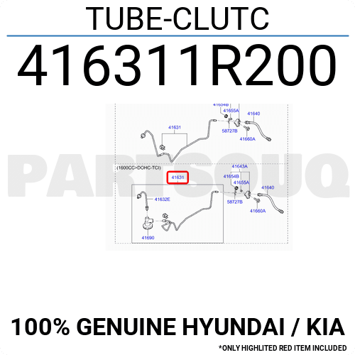 416311R200 Genuine Hyundai / KIA TUBE-CLUTC | eBay