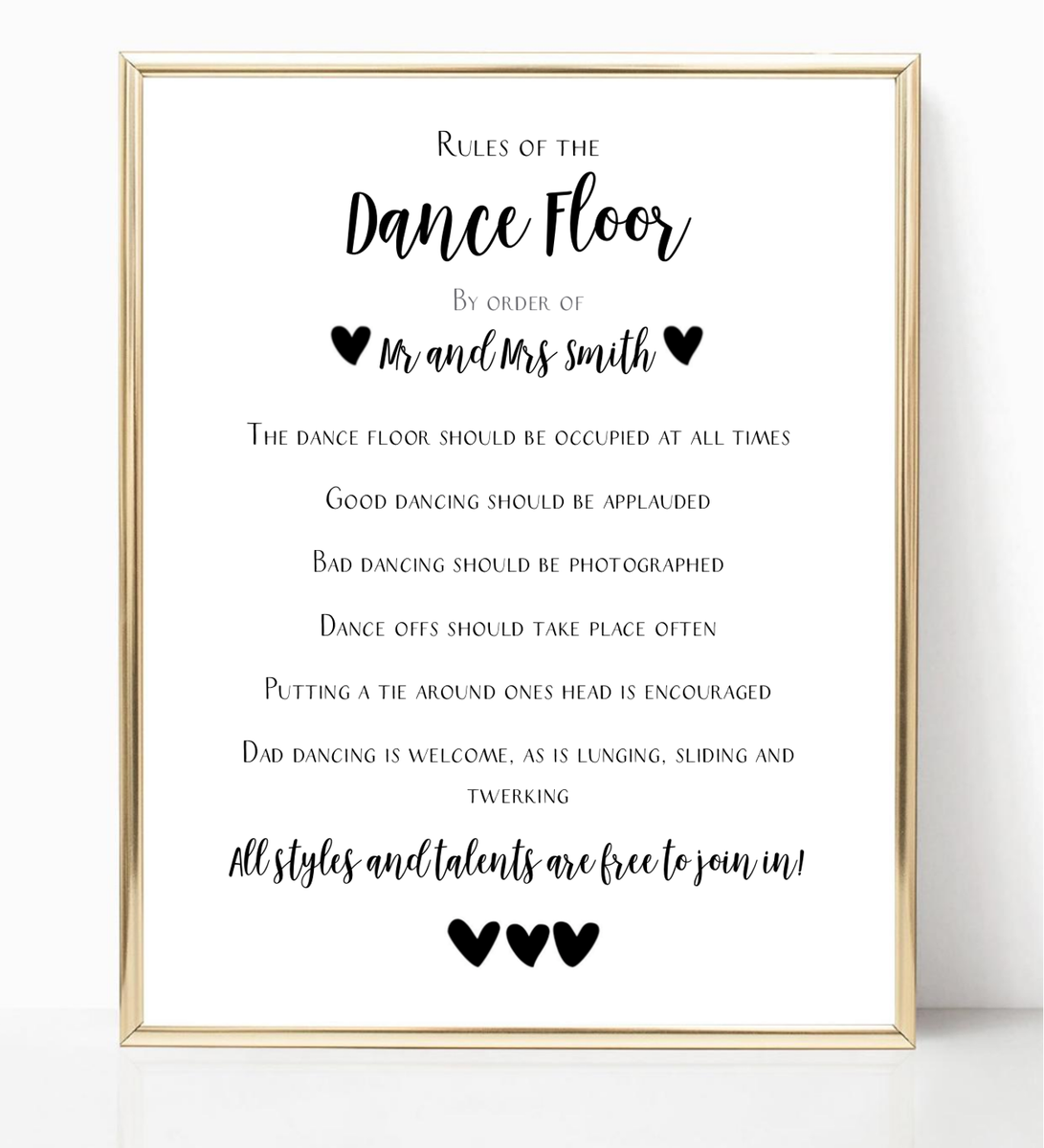 Dancing Rules Wedding Dancing Rules Sign Ivory