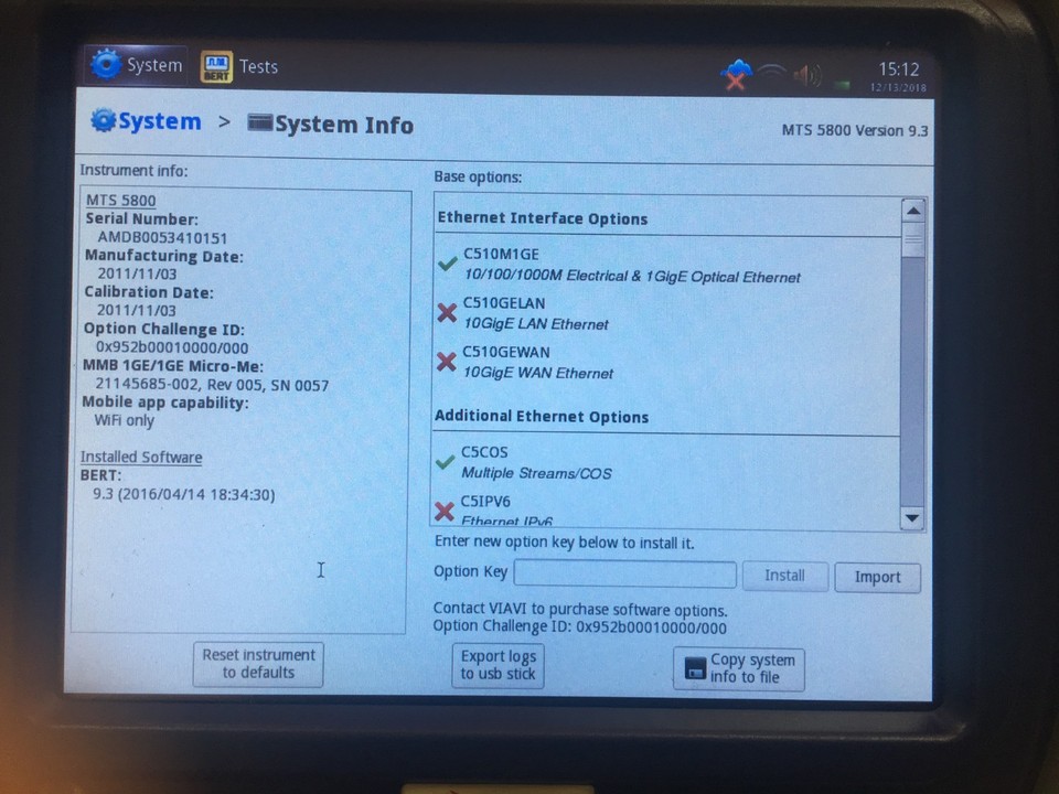 VIAVI/JDSU MTS-5800, 5802 Ethernet, CPRI, OBSAI installed option | eBay