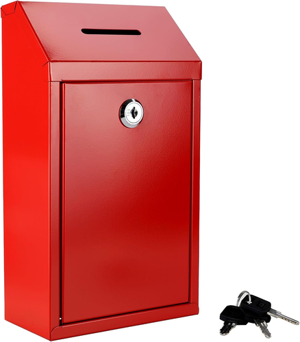 Metal Suggestion Box with Lock and Slot - Donation/Money Drop/Ballot ...