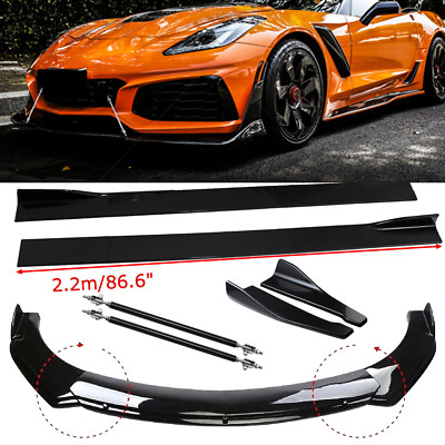 Front Lip Chin Bumper Spoiler For Chevy Corvette C8 C7 Body Kit Side ...